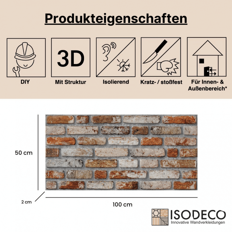 Wandverkleidung Steinoptik 3D Wandpaneele Backsteinoptik Klinker EPS ...