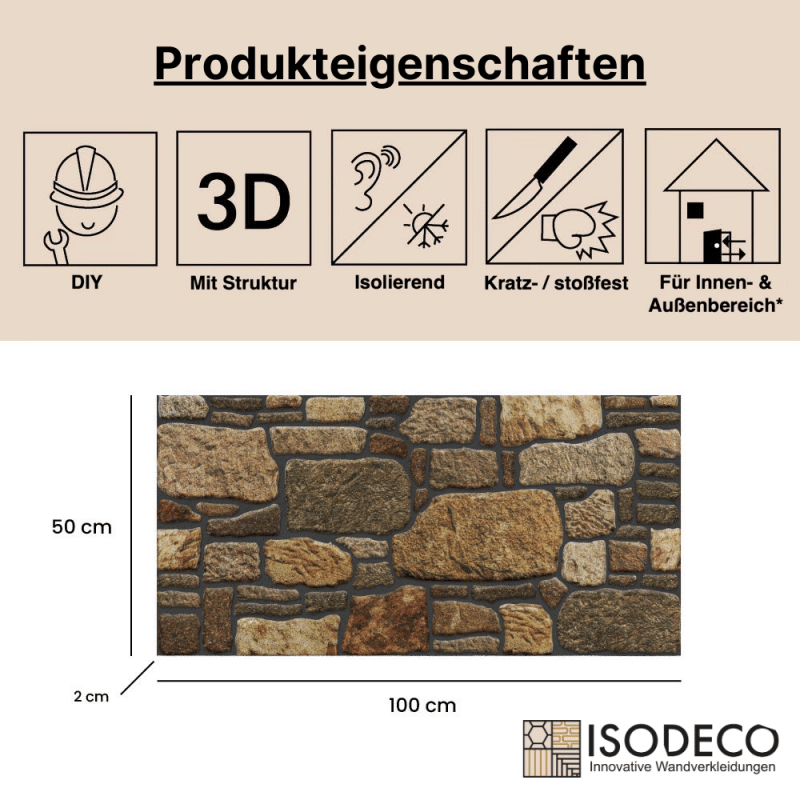 Wandverkleidung Steinoptik 3D Wandpaneele Steinmauer Klinker EPS ...