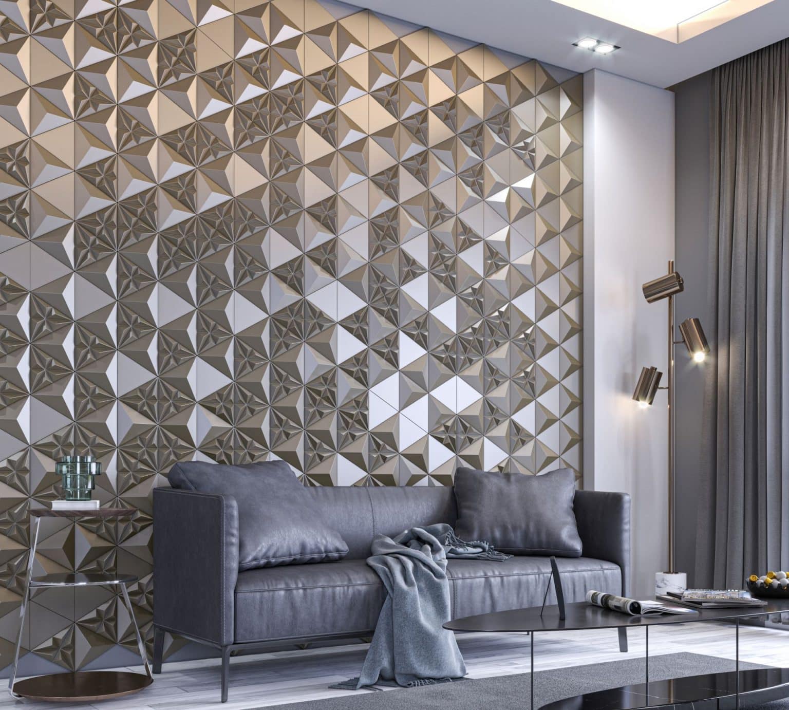 3D Wall Art Wandpaneele - Wanddesign Nava Silber - Isodeco