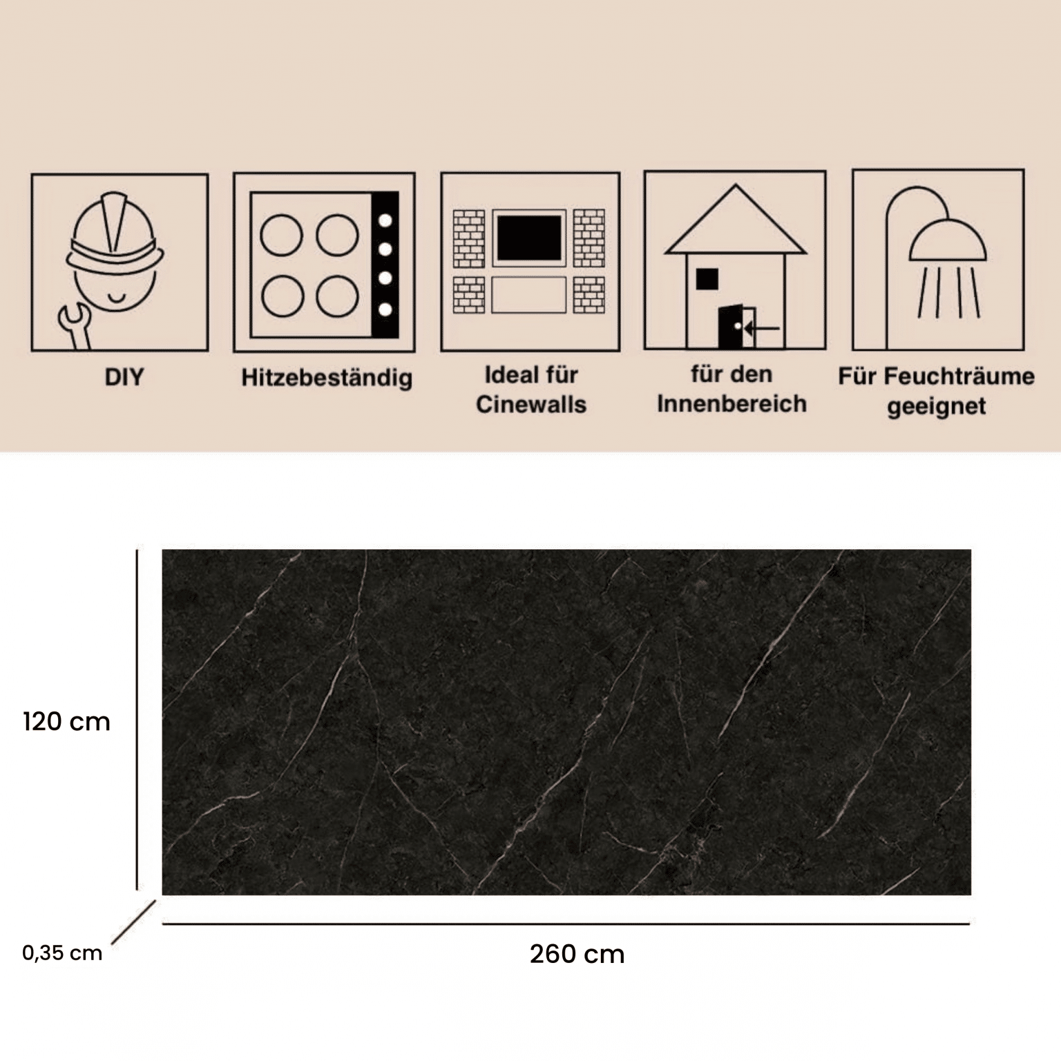 Wanderkleidung - Wandpaneele in SPC Marmorlook - Black Trevore Matt ...